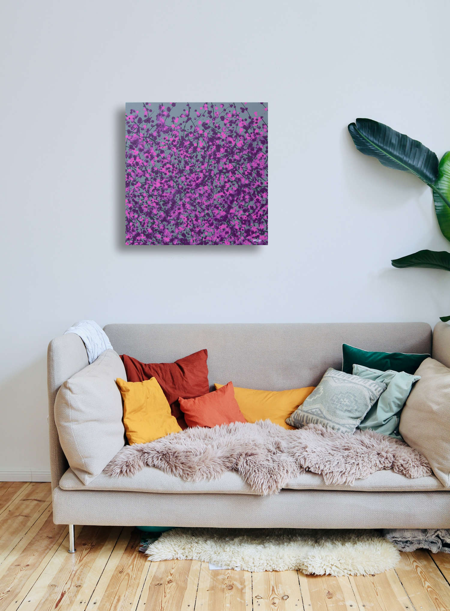 Spring Blossom Magenta - floral painting on canvas